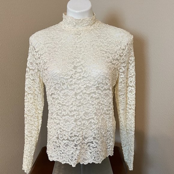 Lew Magrum | Tops | Lew Magrum Cream Colored Lace Top Size L | Poshmark